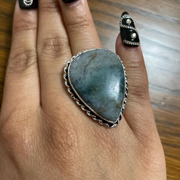 Sample of Natural Gemstone Ring, 925 Sterling Silver Plated Ring ...