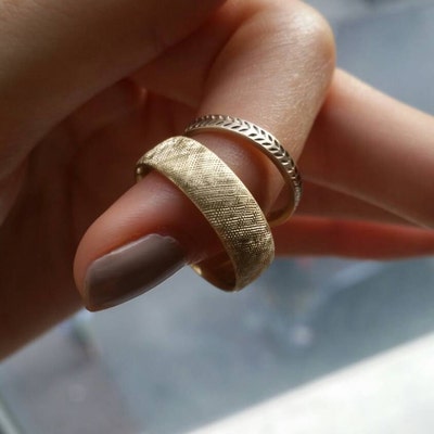 Boho Wedding Ring, Rose Gold Wedding Ring, Woman Wedding Ring, Unique ...