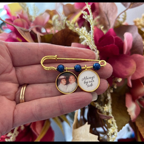Groom Memory Pin, Boutonniere Charm, Bridal Bouquet Charm, Custom Photo ...
