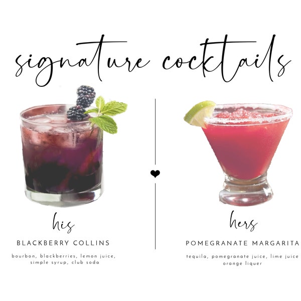 Printable Signature Cocktails Sign | Editable Signature Cocktails ...