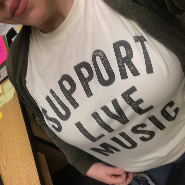 Support Live Music Shirt | Distressed Letterpress Style Concert Tee - Etsy