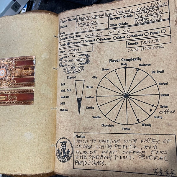 Cigar Journal Log / Handcrafted Cigar Gift / Leather Cigar Log Journal ...
