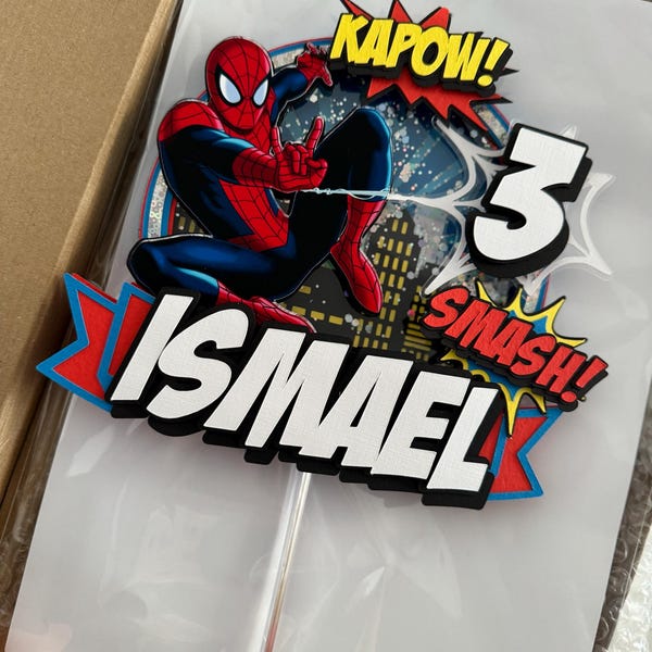 Custom Spiderman Cake Topper, Birthday Cake Topper, Personalize Age and ...
