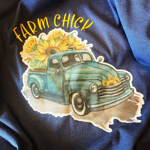 Vintage Truck With Sunflowers Png, Watercolor Sunflower Country Farm ...