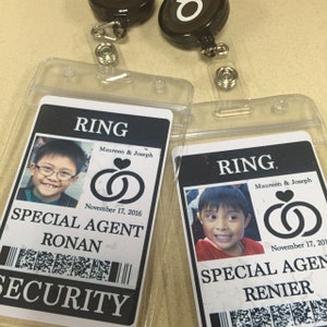 SET OF 2 Ring Security ID Badges With Badge Reels Wedding Ring Bearer ...