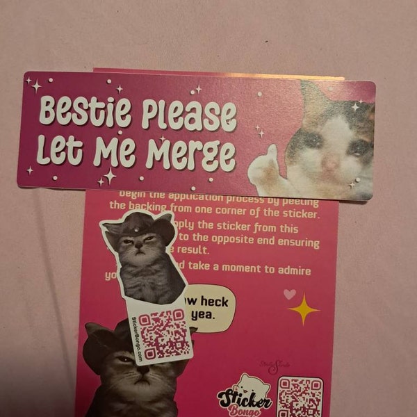 Bestie Please Let Me Merge Bumper Sticker or Magnet, Funny Crying Cat ...