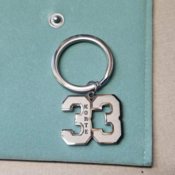 Personalized Engraved Number Keychain, Custom Sport Number Keyring With ...
