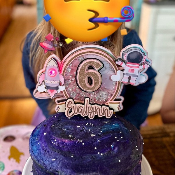 Girl Astronaut Cake Topper, Pink Outer Space Birthday Party Decor - Etsy