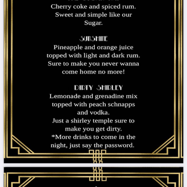 6 Prohibition Party Bootlegger Labels Set, Speakeasy Decoration ...