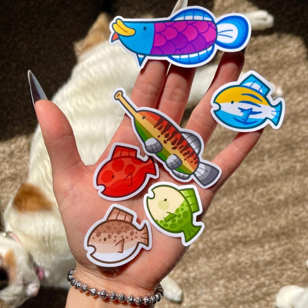 6 Wii Lets Play Fish Stickers | Six Group Fishies | Wii Console White ...