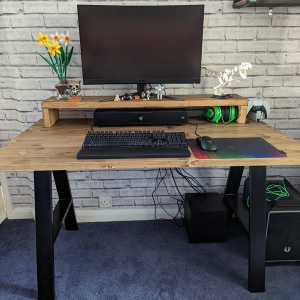 Bespoke Rustic Gaming Desk With A Frame Industrial Legs - Etsy UK