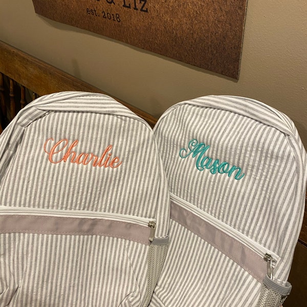 Personalized Baby Backpacks, Monogrammed Toddler Backpacks, Seersucker ...