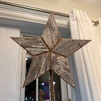 White Wood Star Christmas Tree Topper Decoration 12 Star Tree Topper Made From Reclaimed Wood ...