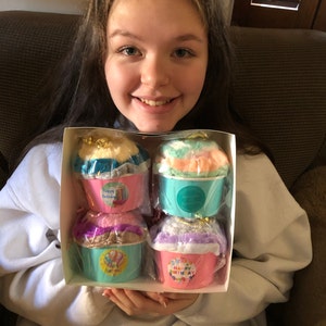 Box of 9 Themed Fuzzy Sock Cupcakes With Scrunchies. Birthday Gift, Get ...