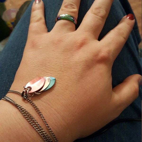 Transgender Pride Pendant Necklace, Chainmail Scale Pendant, Trans ...