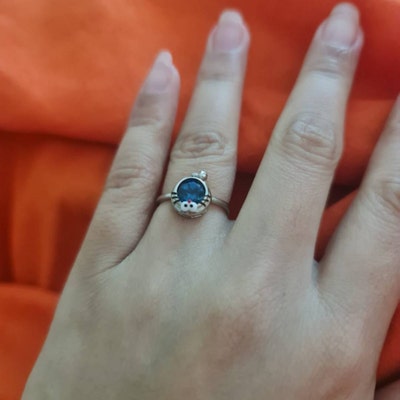 Kuromi Tsum Ring, Natural Amethyst Ring, Black Gold Ring, 925 Silver ...