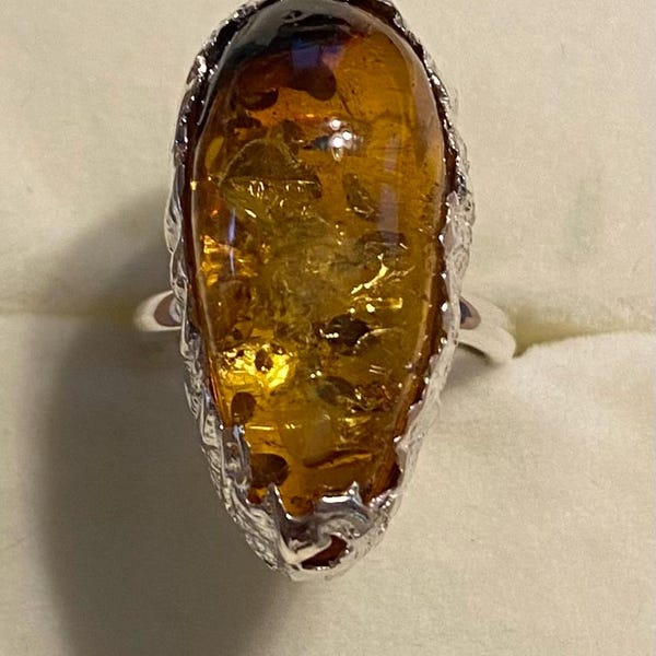 Incredible Huge Blue Amber, Natural Baltic Amber Ring, Unique Amber ...