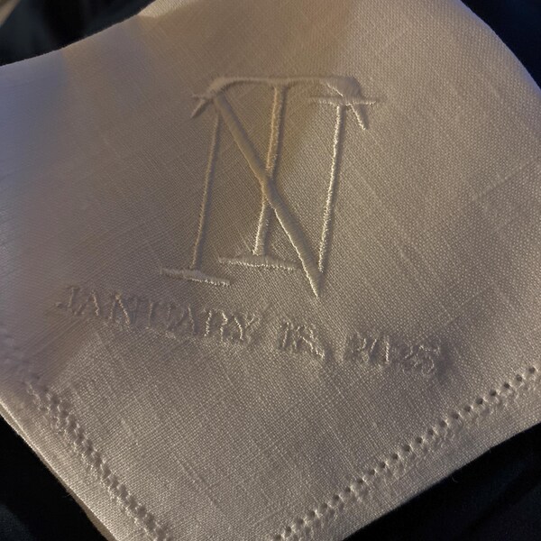 Personalized Monogram Embroidered Linen Napkin, Custom Initial Dinner ...