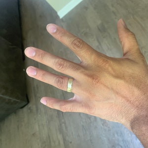 14k Gold Men's Wedding Band in Rustic Style Solid 14k Gold Handmade ...