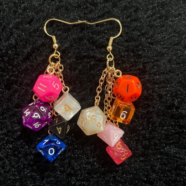 Mini Bi Pride Dice Earrings - DND or Pathfinder Polyhedral RPG D20 ...