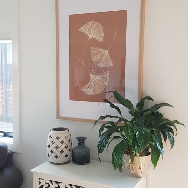 Ginkgo Art Print | Botanical Wall Art | Leaf | Minimal Poster Design ...