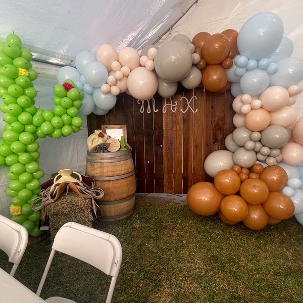 Western Balloon Garland Kit: Pastel Blue, Mocha, Baby Shower Decor - Etsy