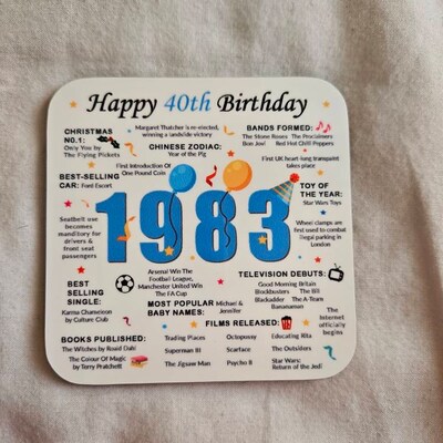 30th Birthday Coaster Born in 1994 Facts Unique 30th Birthday Gift ...
