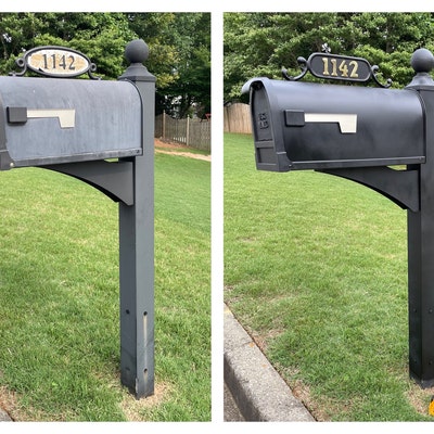 Mailbox Address Number Plate 1 With Brass Numbers - Etsy