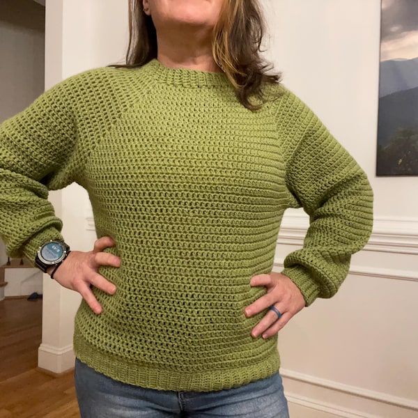 CROCHET PATTERN & VIDEO/ Athabasca Falls Pullover /easy Raglan Crochet ...