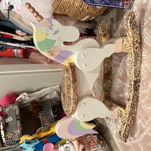 Pink Flamingo Rocker Wooden Rocking Horse for Toddler Rocker Ride on ...