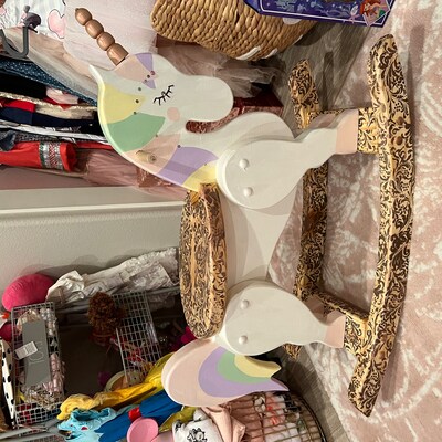 Pink Flamingo Rocker Wooden Rocking Horse for Toddler Rocker Ride on ...