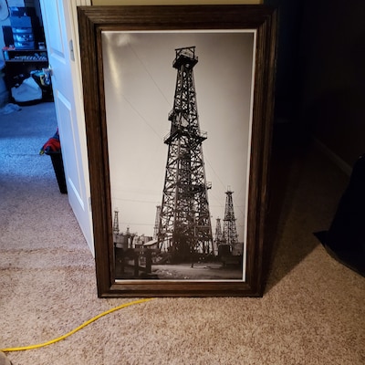 Old Historic Oil Well Drill Drilling Rig Derrick Oil Gusher Field Sepia ...