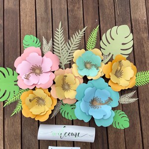 Svg Paper Flower Hibiscus Template TROPICAL SET Hawaiian - Etsy