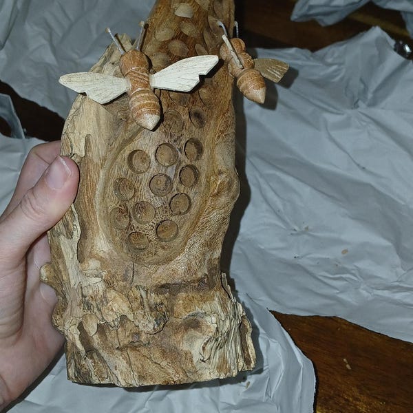 Bug Bee Insect Hotel in Teak Wood Featuring Carved Bees! - Etsy UK