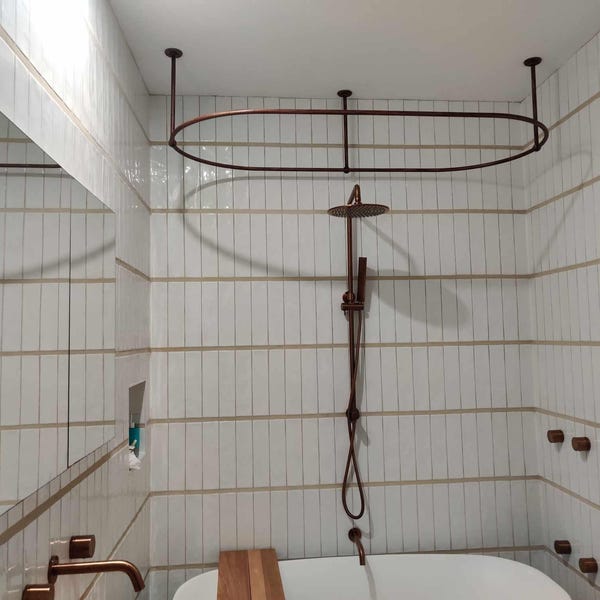 Oval Shaped 360 Degrees Shower Curtain Rod for Bathroom, Fitting and ...