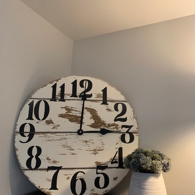 18 Inch Clock, Wooden Clock,farmhouse Decor, Large Wall Clock, Rustic ...