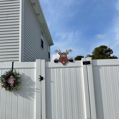 Rudolph the Red Nosed Reindeer Christmas Fence Peeker Peeper Outdoor ...