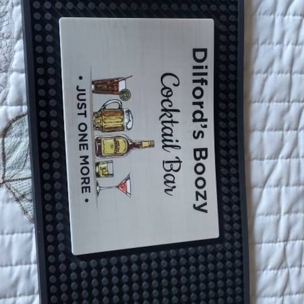 Personalized Cocktail Bar With Drinks Bar Mat, Customized Bar Mat, Home ...