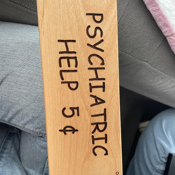 Psychiatric Help 5 Cents, Wooden Block Sign, Lucy Sign, Charlie Brown ...