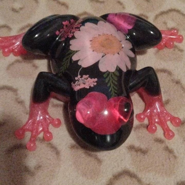 Flower Frog, Resin Frog, Epoxy Resin Frog Figurine, Frog Decor, Resin ...