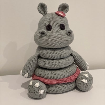 Hippo Stacking Toy Crochet Pattern Amigurumi Safari Animal - Etsy