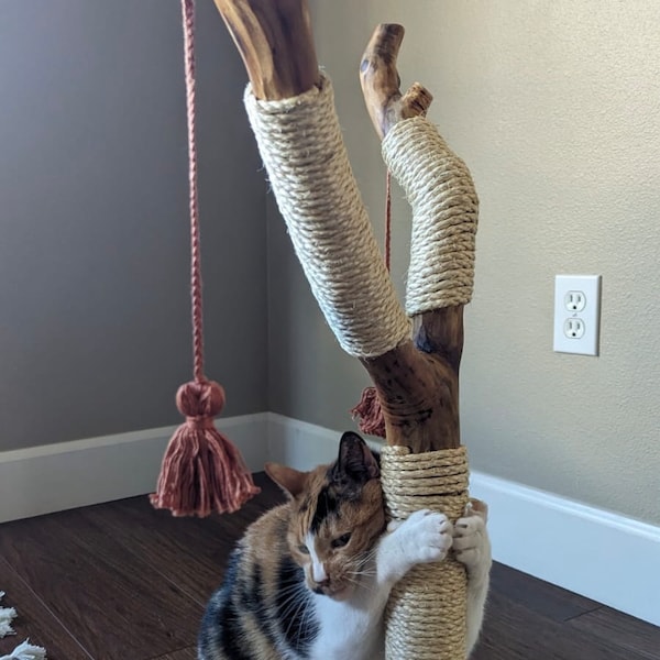 Unique Scratching Post, Cat Climbing Tree With Toys, Solid Wood ...