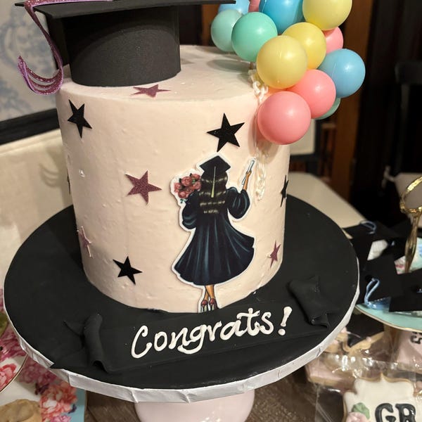 Graduate Girl Edible Cake Image: Graduation Party Decor - Etsy