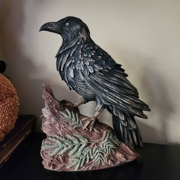 Ash Wood Raven Statue: Bird Enthusiast Gift - Etsy