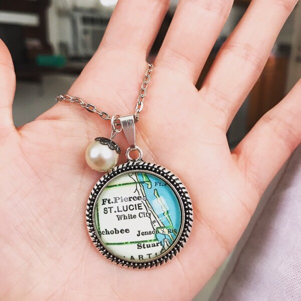 Custom Map Jewelry You Choose Worldwide City Location Map Pendant ...