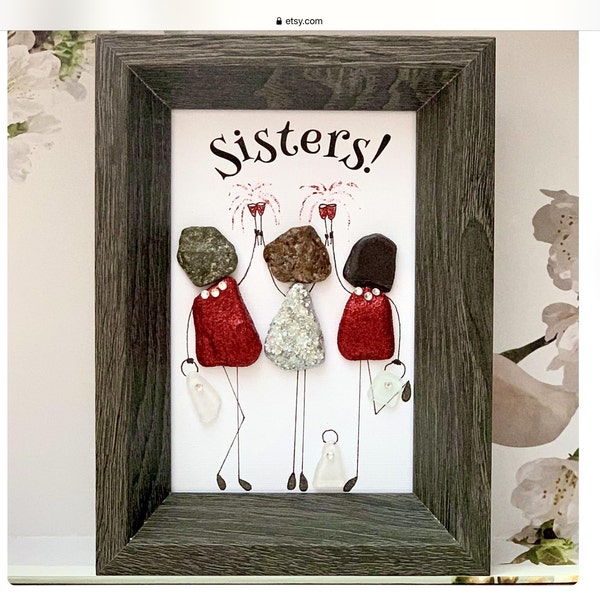 Sisters Pebble Art Frame, Pebble Art, Personalised Gifts, Sea Glass ...