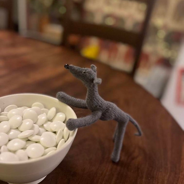 Lurcher Fluffy Scruffy Hairy Hand Knitted Sighthound Silver Light Grey ...