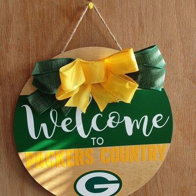 12 Green Bay Packers Wood Round Door Sign Welcome to Our Home Packers ...