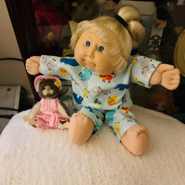 9" Boy & Girl Cabbage Patch Clothes "blue Polka Dot W/star Buttons" Footed Sleeper/romper, 9 ...