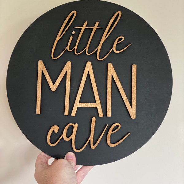 Little Man Cave Round 3D Wooden Sign || Boys Room Decor || Baby Shower ...